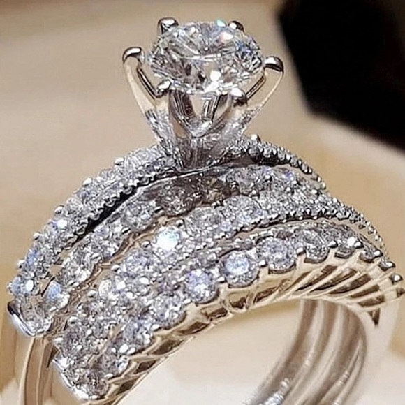 Jewelry | Diamond Engagement Bridal Wedding Ring 2 Pc Set | Poshmark